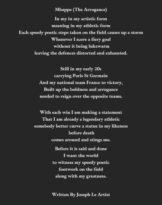 Mbappe …(The Arrogance)(Poem) – LifeandTimelessart