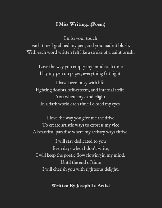 I Miss Writing…(Poem) – LifeandTimelessart